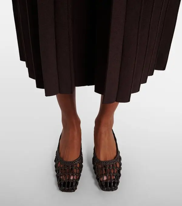 Staud Otto Woven Leather Mules - Brown
