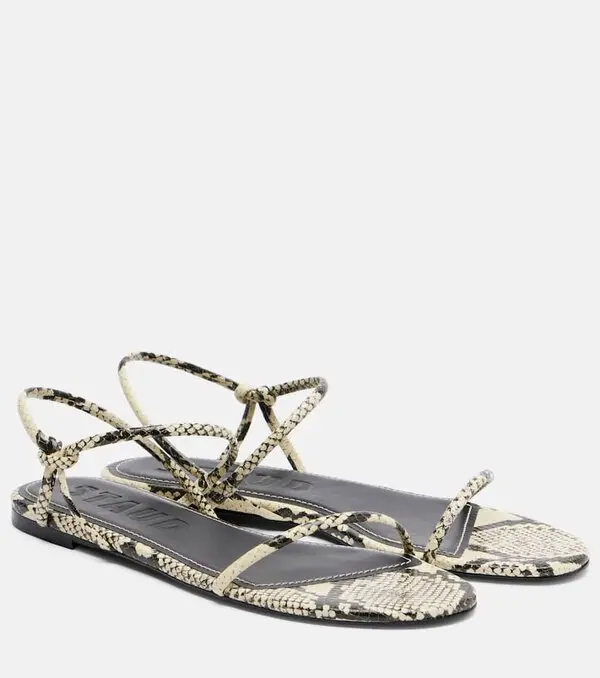 Staud Laurel Snake-effect Leather Sandals - White