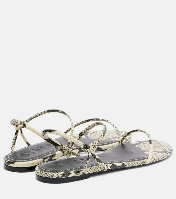 Staud Laurel Snake-effect Leather Sandals - White