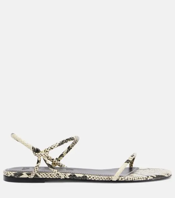 Staud Laurel Snake-effect Leather Sandals - White