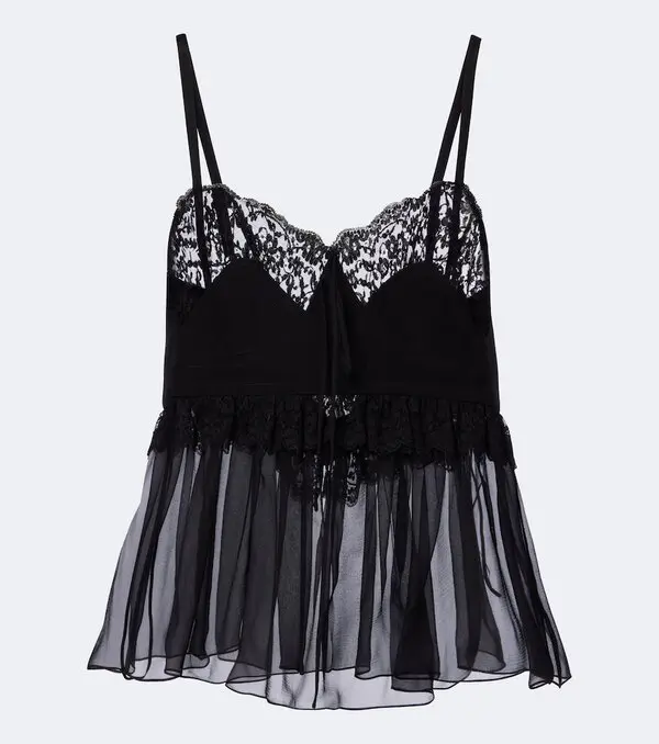 Chloé Ruffled Silk Crêpe De Chine Top - Black