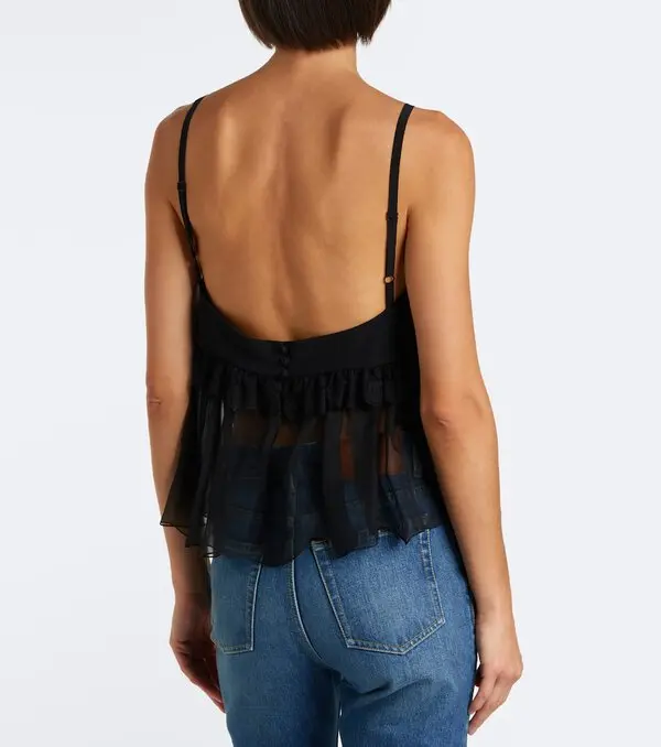 Chloé Ruffled Silk Crêpe De Chine Top - Black
