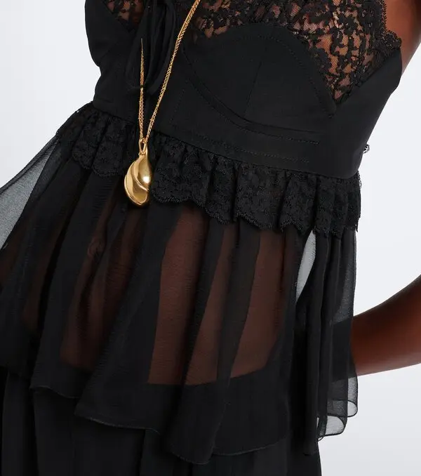 Chloé Ruffled Silk Crêpe De Chine Top - Black