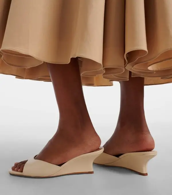 Staud Brigitte Leather Wedge Mules - White