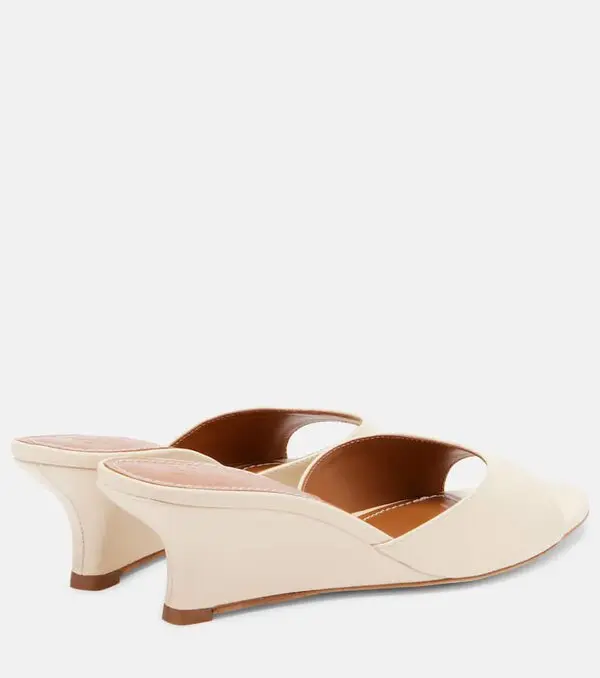 Staud Brigitte Leather Wedge Mules - White