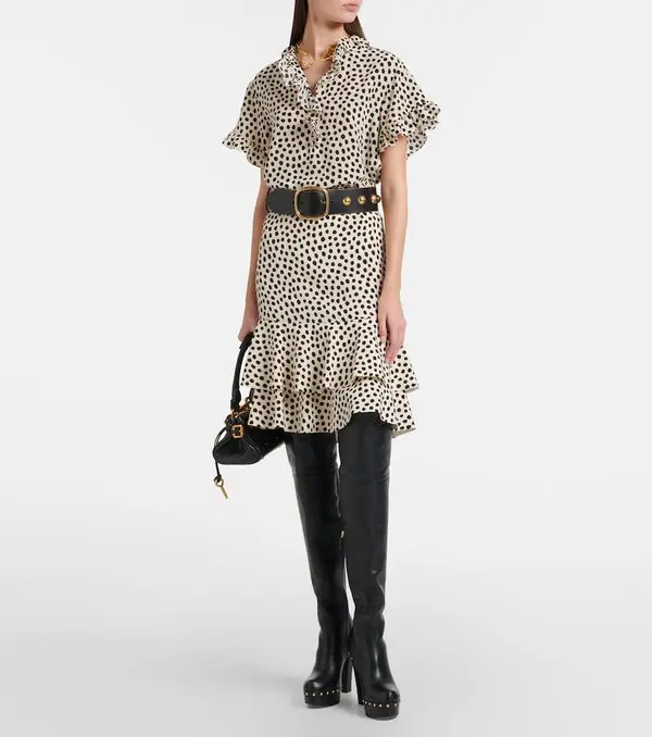 Chloé Polka-dot Silk Crêpe De Chine Top - White