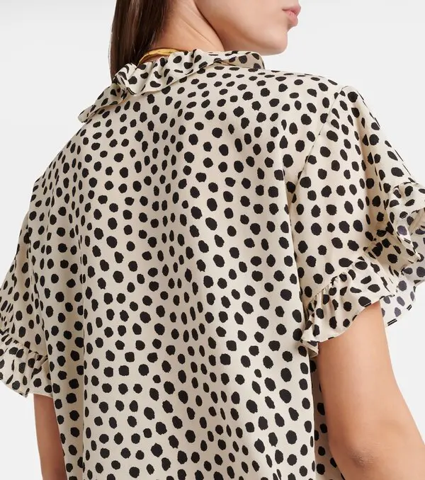 Chloé Polka-dot Silk Crêpe De Chine Top - White