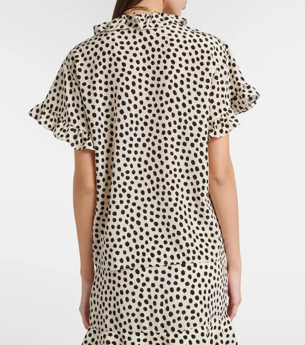 Chloé Polka-dot Silk Crêpe De Chine Top - White