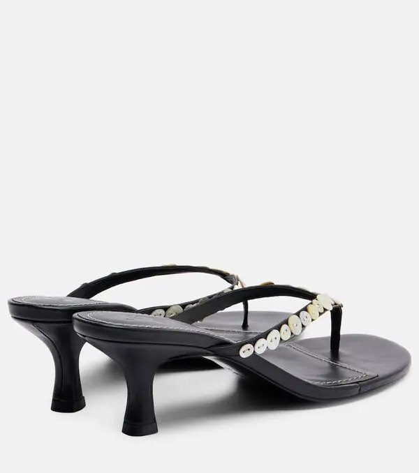 Staud Freja Leather Thong Sandals - Black