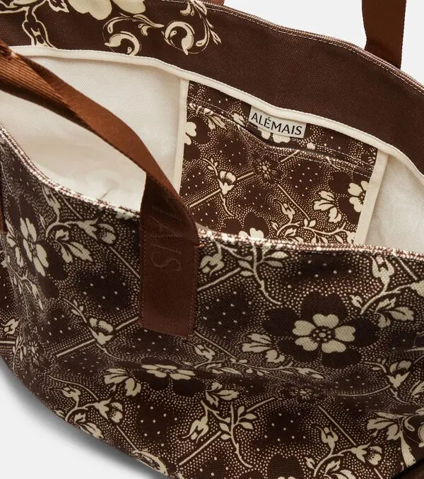 ALEMAIS Floral Print Cotton Tote Bag - Brown