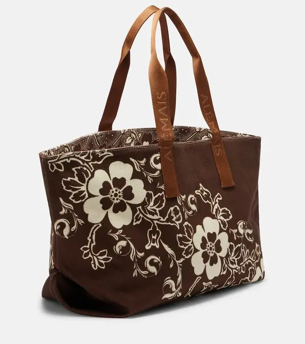 ALEMAIS Floral Print Cotton Tote Bag - Brown