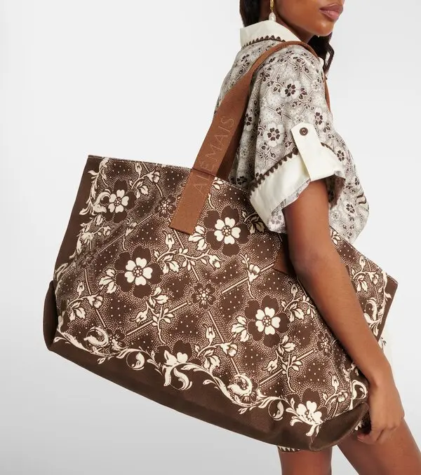 ALEMAIS Printed Canvas Tote Bag - Brown