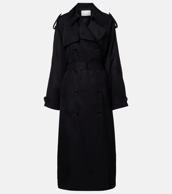 THE FRANKIE SHOP Veyron Double-breasted Twill Trench Coat - Black