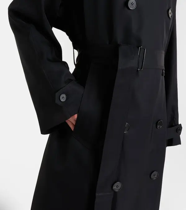 THE FRANKIE SHOP Veyron Double-breasted Twill Trench Coat - Black
