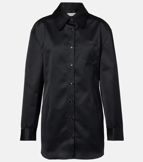 THE FRANKIE SHOP Akita Satin Shirt Dress - Black