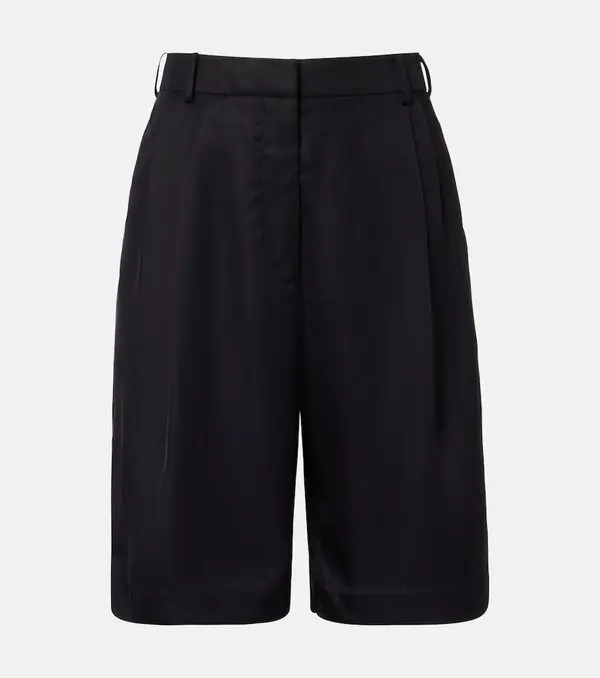 THE FRANKIE SHOP Marfa Pleated Twill Bermuda Shorts - Black