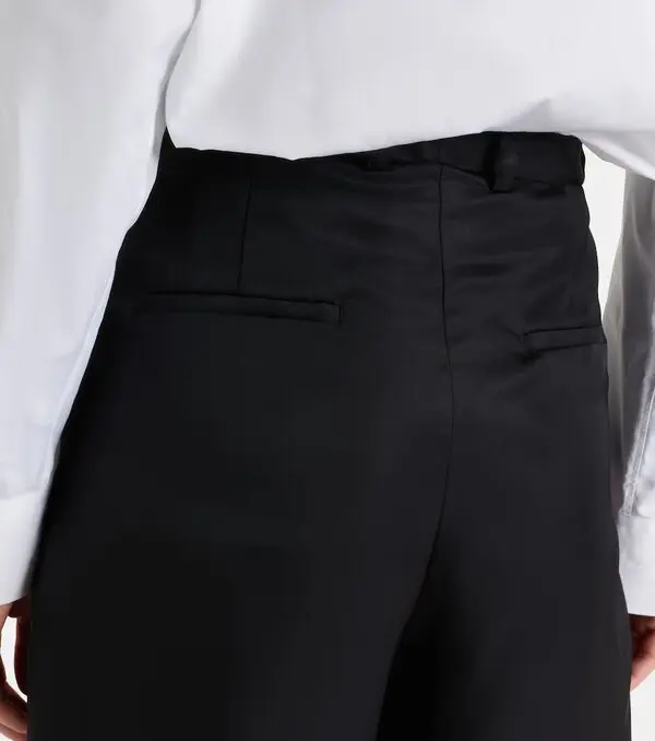 THE FRANKIE SHOP Marfa Pleated Twill Bermuda Shorts - Black