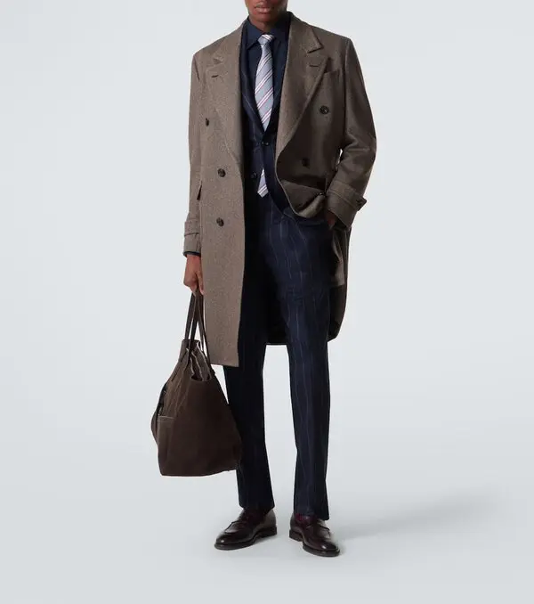 Thom Sweeney Chalk Stripe Wool And Cashmere Suit - Blue