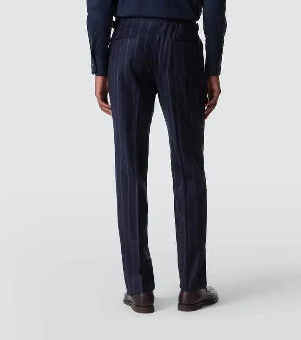 Thom Sweeney Chalk Stripe Wool And Cashmere Suit - Blue