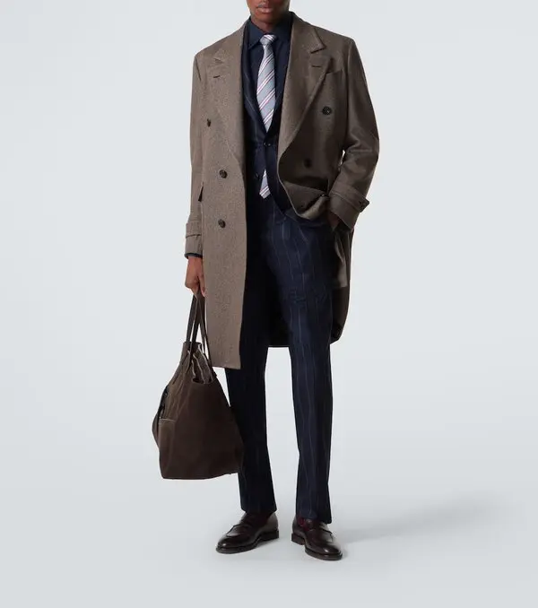 Thom Sweeney Chalk Stripe Wool And Cashmere Suit - Blue