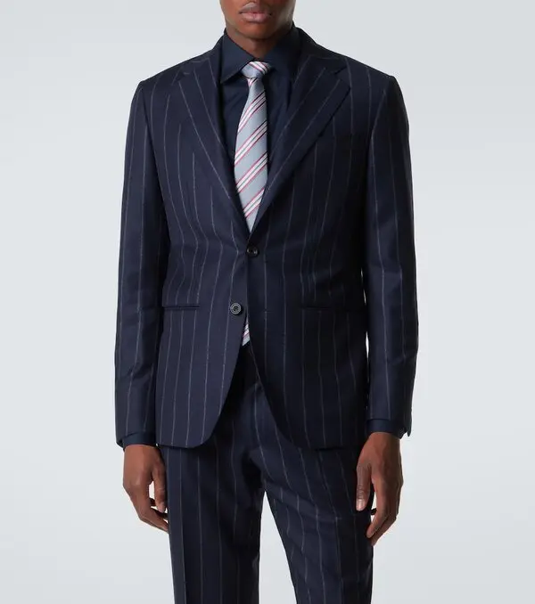 Thom Sweeney Chalk Stripe Wool And Cashmere Suit - Blue