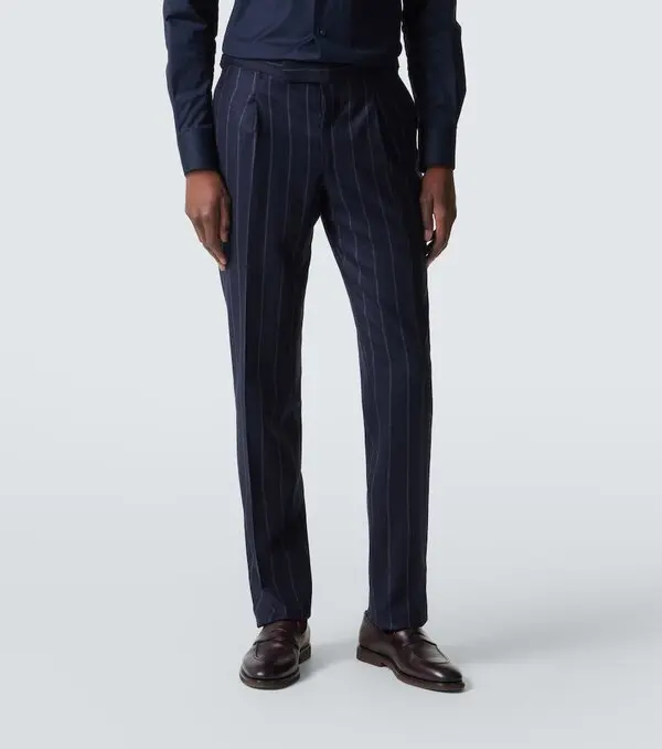 Thom Sweeney Chalk Stripe Wool And Cashmere Suit - Blue