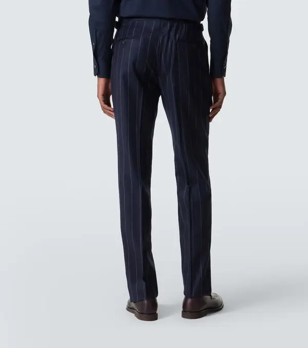Thom Sweeney Chalk Stripe Wool And Cashmere Suit - Blue