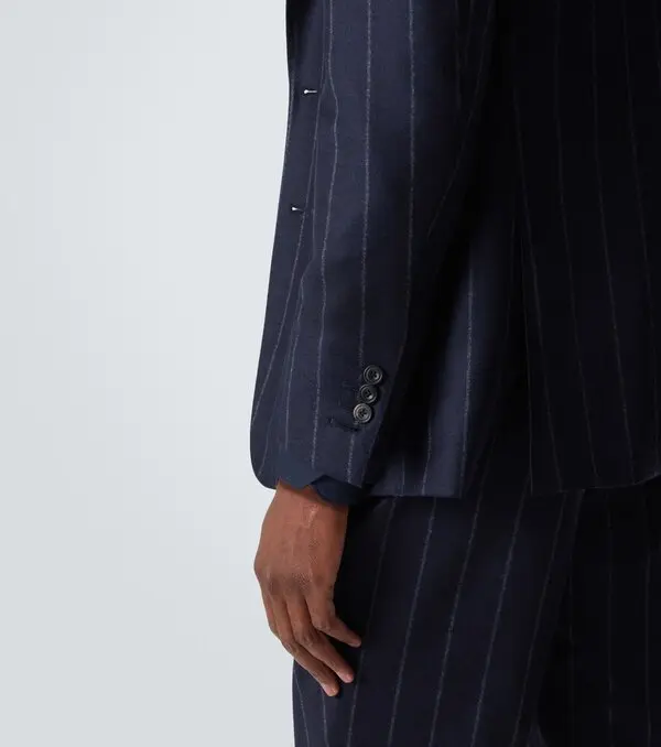 Thom Sweeney Chalk Stripe Wool And Cashmere Suit - Blue
