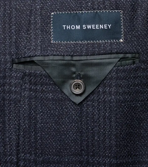 Thom Sweeney Checked Wool And Silk Blazer - Blue