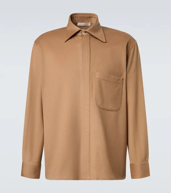 SAMAN AMEL Cashmere Overshirt - Beige