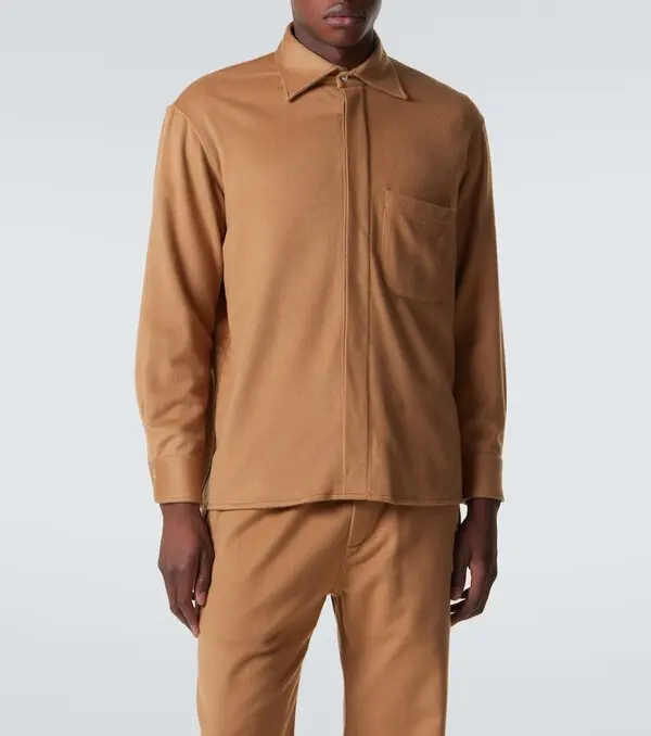 SAMAN AMEL Cashmere Overshirt - Beige