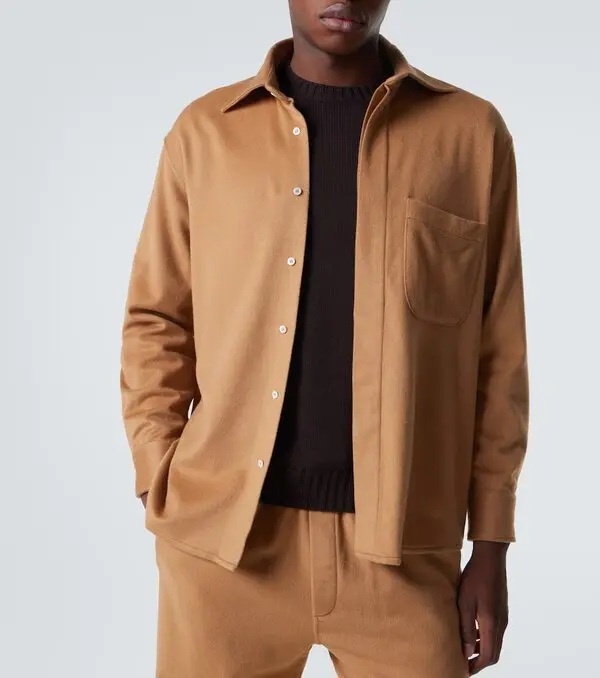 SAMAN AMEL Cashmere Overshirt - Beige