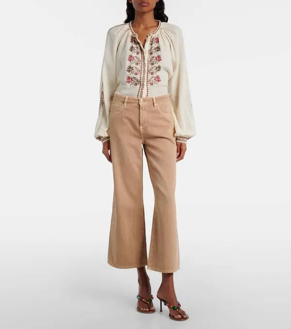 Ag Saige Cropped Wide-leg Jeans - Pink