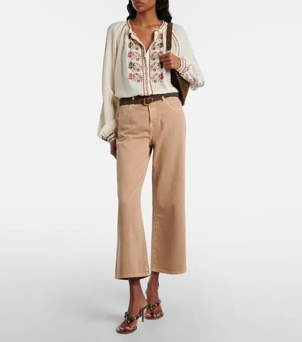 Ag Saige Cropped Wide-leg Jeans - Pink