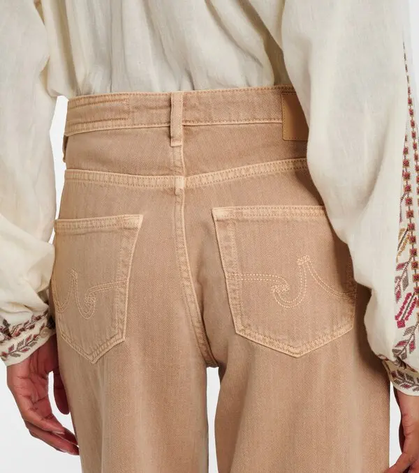 Ag Saige Cropped Wide-leg Jeans - Pink