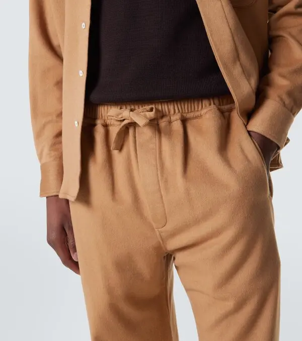 SAMAN AMEL Cashmere Straight Pants - Beige