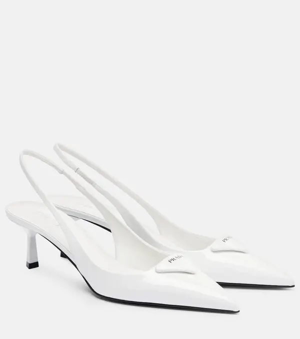 Prada Leather Slingback Pumps - White
