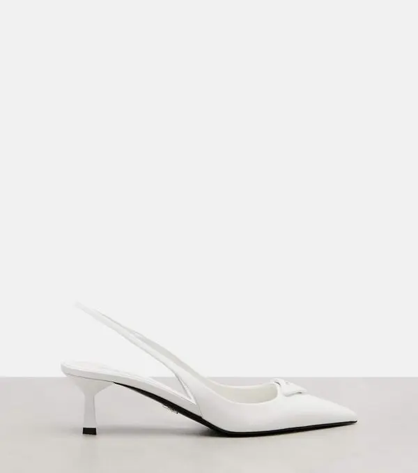 Prada Leather Slingback Pumps - White