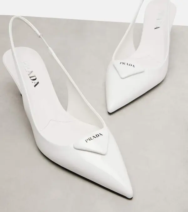 Prada Leather Slingback Pumps - White