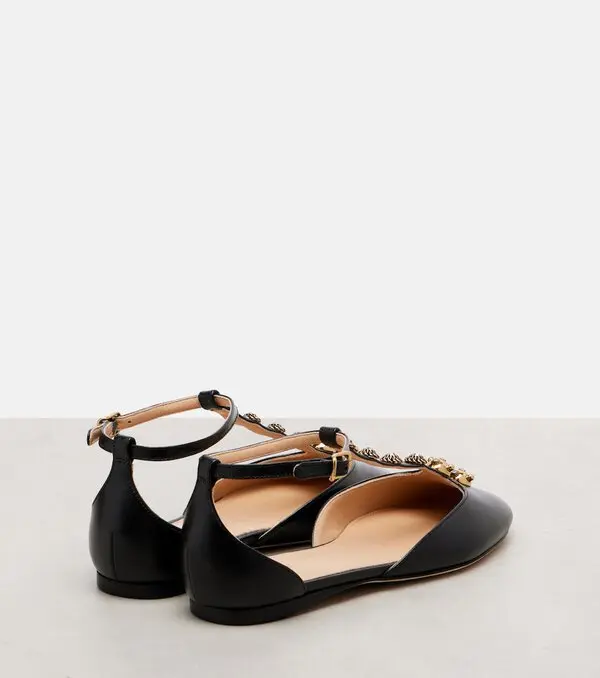 Chloé Celeste Embellished Leather Flats - Black