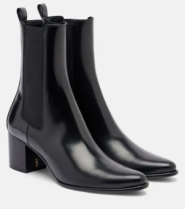 Saint Laurent Jill 60 Leather Ankle Boots - Black