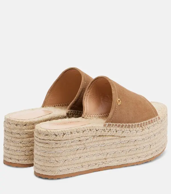GIANVITO ROSSI Suede Espadrille Platform Sandals - Beige