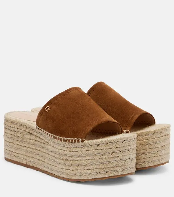 GIANVITO ROSSI Suede Espadrille Platform Sandals - Brown