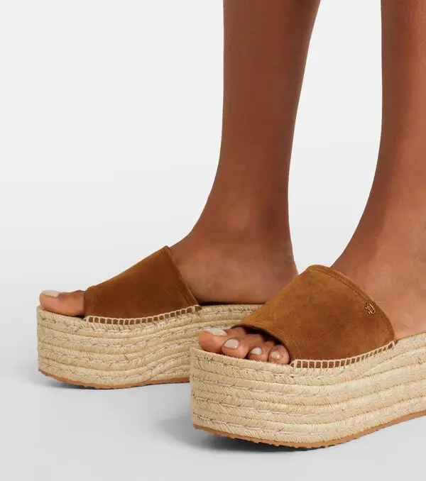 GIANVITO ROSSI Suede Espadrille Platform Sandals - Brown