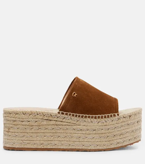 GIANVITO ROSSI Suede Espadrille Platform Sandals - Brown