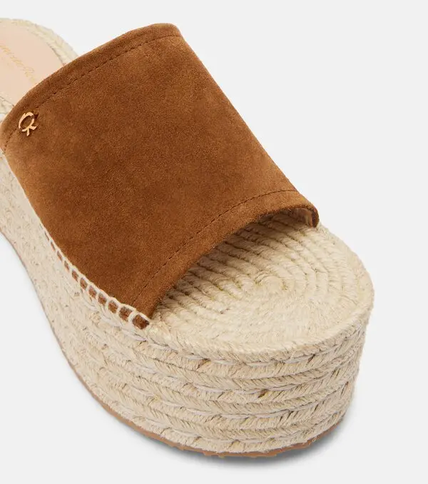 GIANVITO ROSSI Suede Espadrille Platform Sandals - Brown