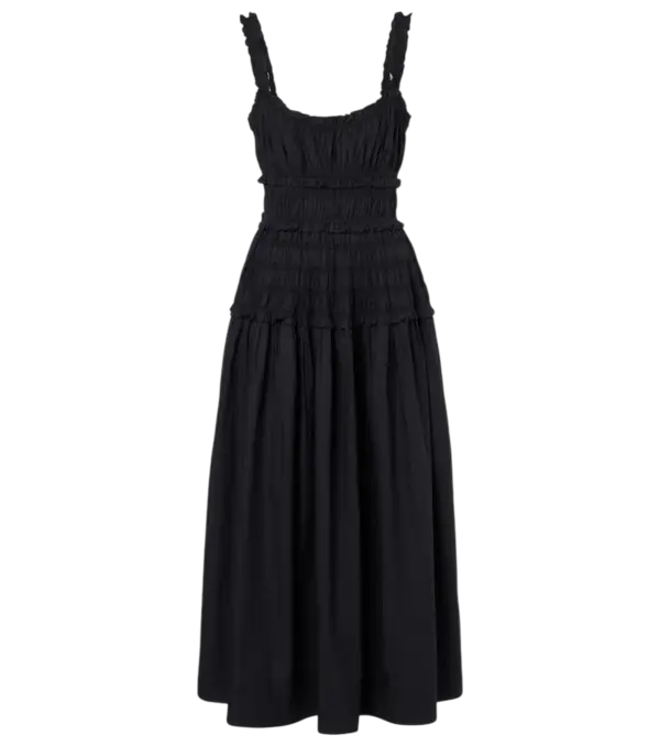 DÔEN Marianne Cotton Poplin Midi Dress - Black