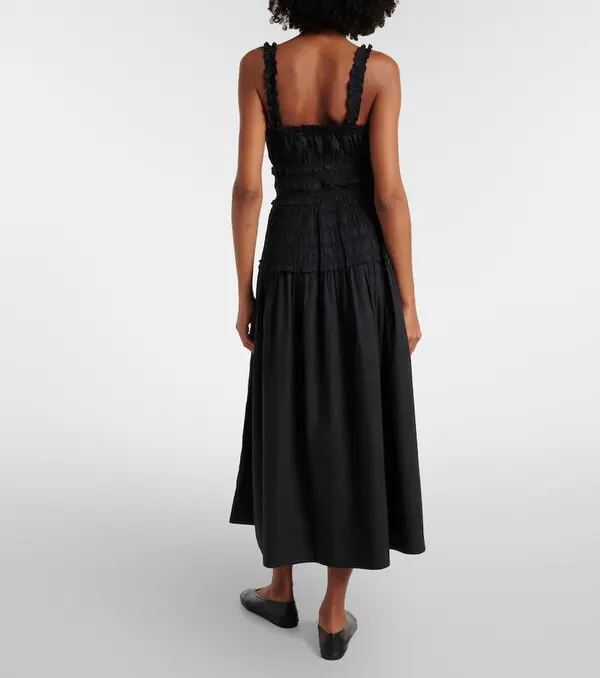DÔEN Marianne Cotton Poplin Midi Dress - Black