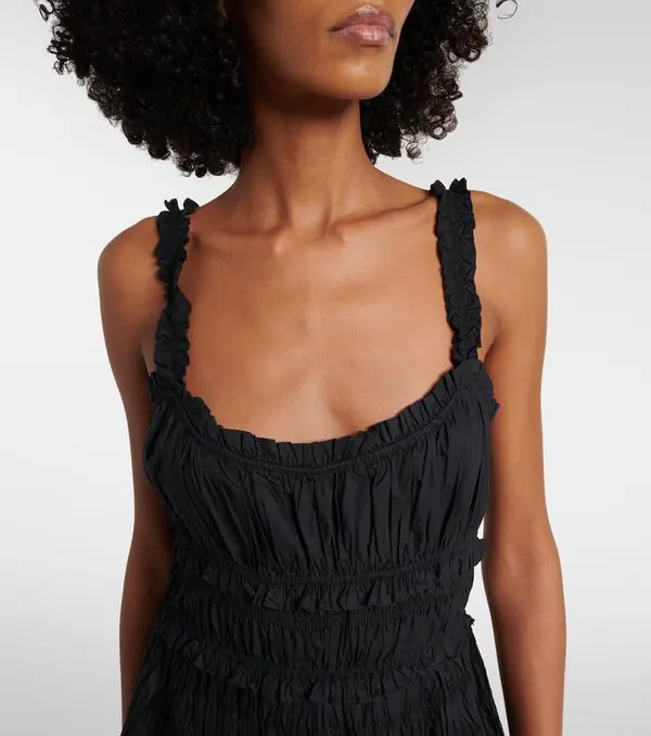 DÔEN Marianne Cotton Poplin Midi Dress - Black