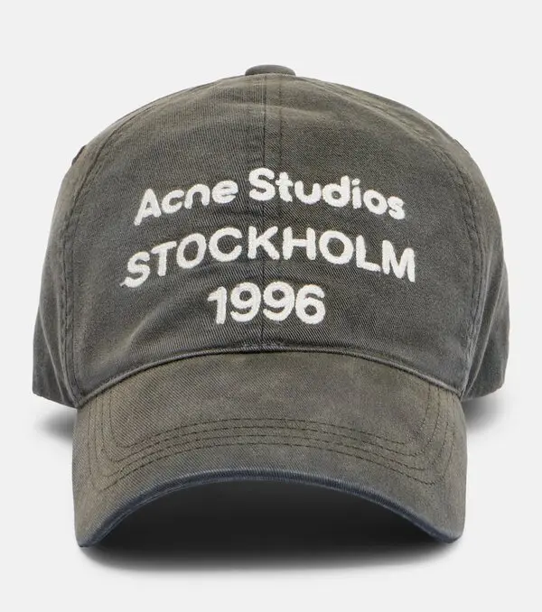 Acne Studios Logo Cotton Twill Baseball Cap - Black